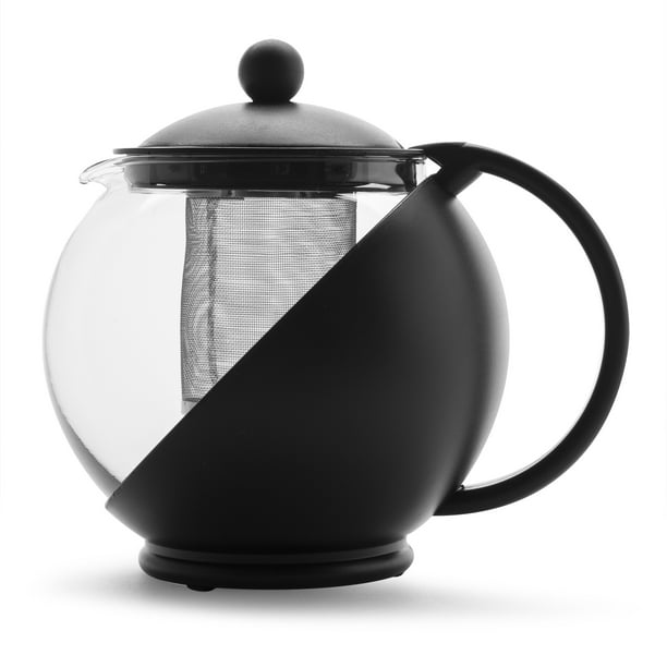 Primula Half Moon Glass Teapot, Tea, and Infuser, 40 fl oz., Black ...