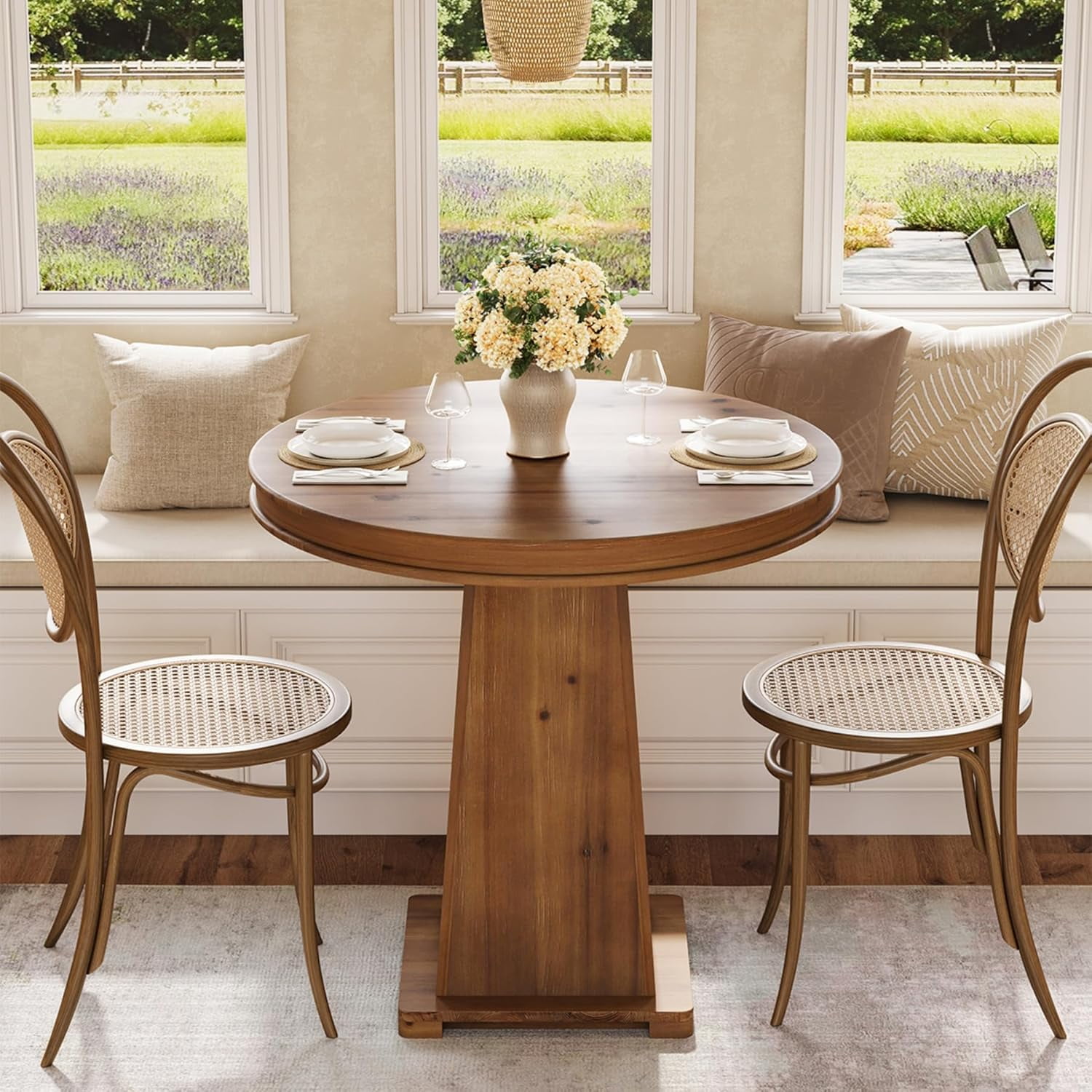 Tribesigns Solid Wood Round Dining Table, 31.5" Small Kitchen Table for ...