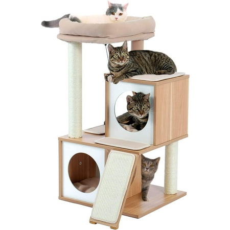 Cat Tree Modern Cat Tower 4 Leve Cat’s Activity Center with Double ...