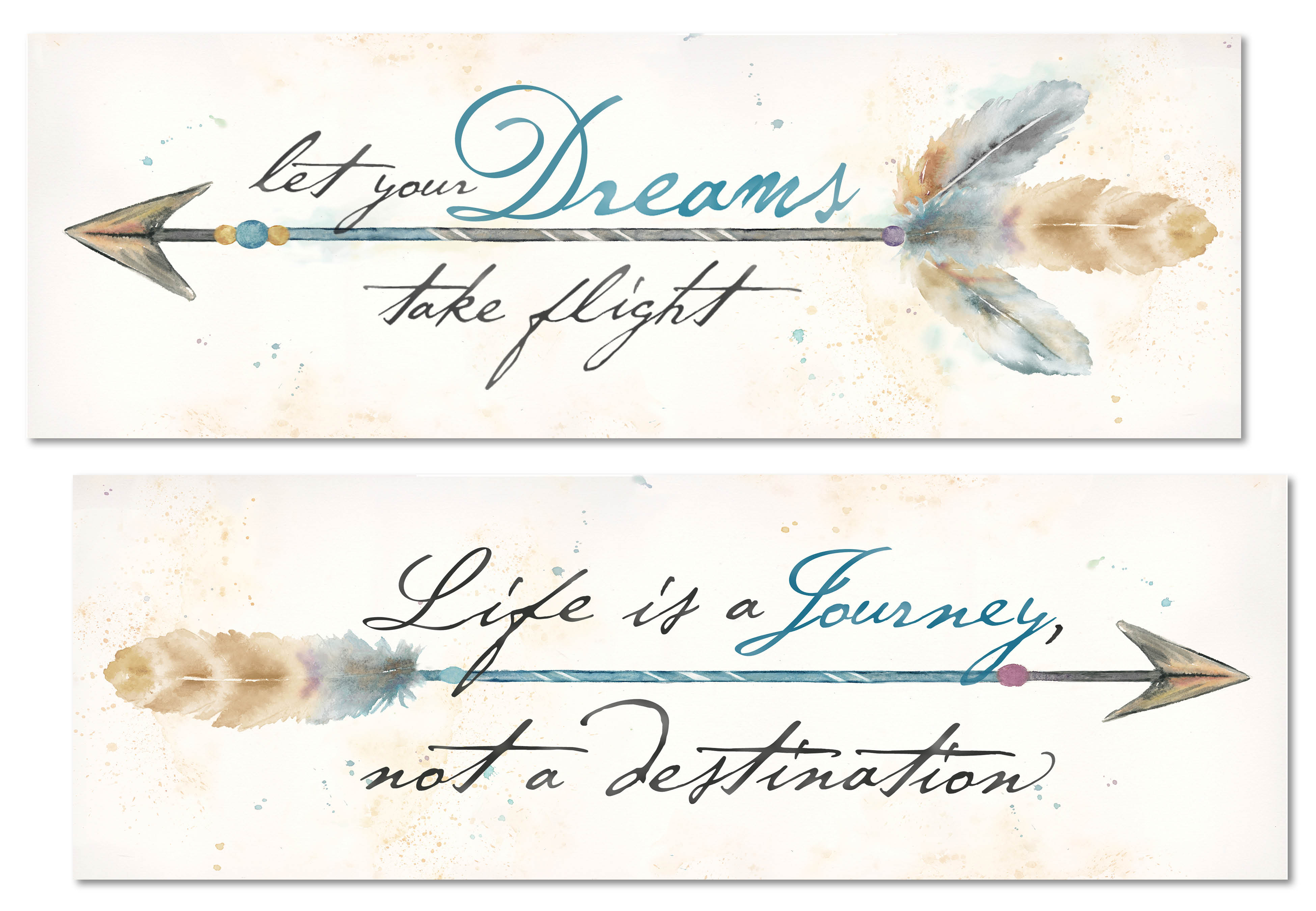 Blue and Brown "Let Your Dreams Take Flight" "Life Is A Journey" Arrow ...