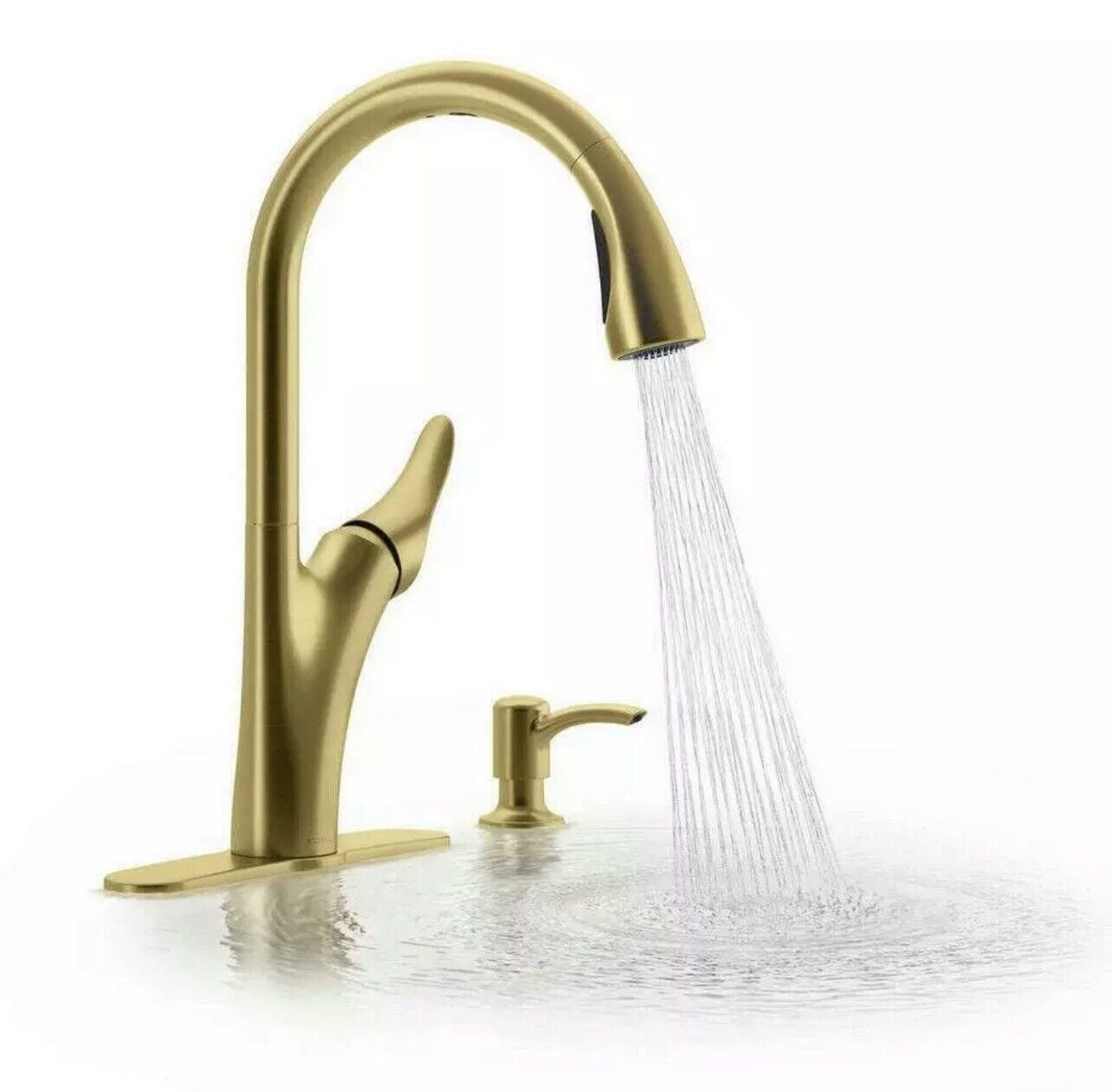 Kohler Brushed Gold Transitional Pull Down Kitchen Faucet 1PREC26448-SD ...