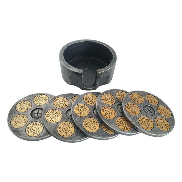 Pine Ridge 6 Buckshot Bullet Drink Coaster Set of 5 with Silver Metal ...
