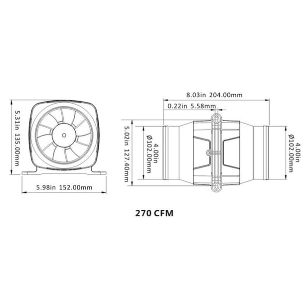 4-inch 12V In-Line Bilge Ventilator Blower Vent Ventilation Vehicle ...