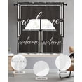 Black Welcome Kitchen Curtains Set for Windows 3 Piece Cafe Curtains 36 ...