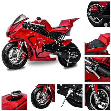 MotoTec 49cc Gas Powered Mini Motorcycle GT Red for Kids and Youth ...