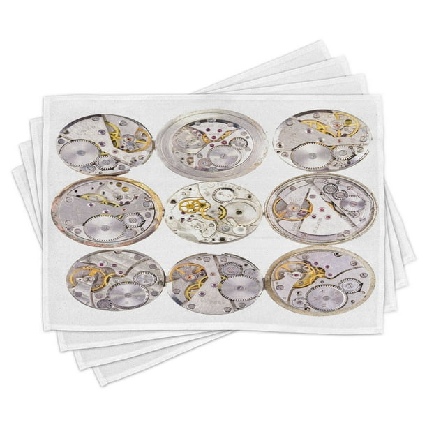 Clock Placemats Set of 4 Repair of Watches Theme Design Technical Theme ...