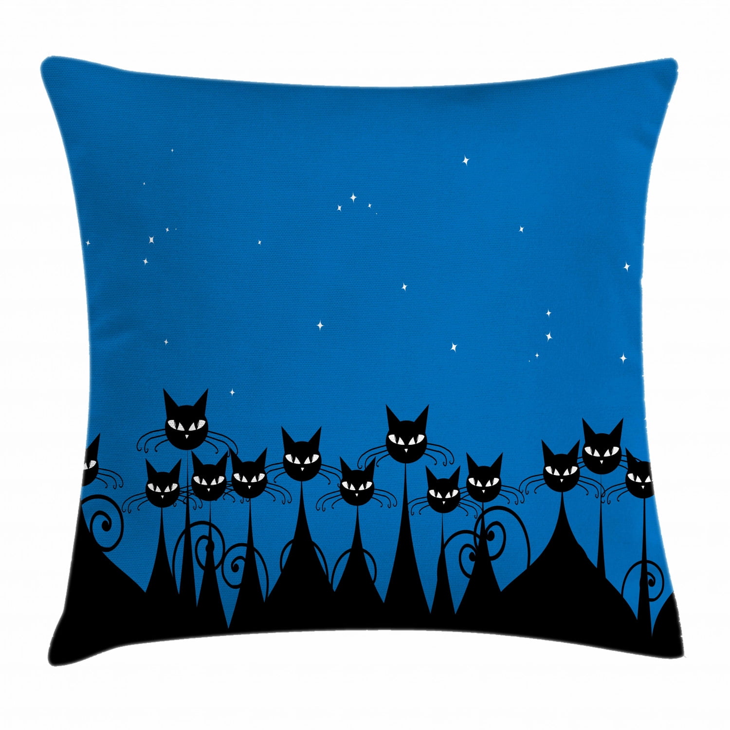 Night Throw Pillow Cushion Cover, Artistic Graphic Crowd of Stylized ...