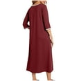 Front Zipper Robes for Women 3/4 Sleeve Nightgown Long Baggy Housecoat ...