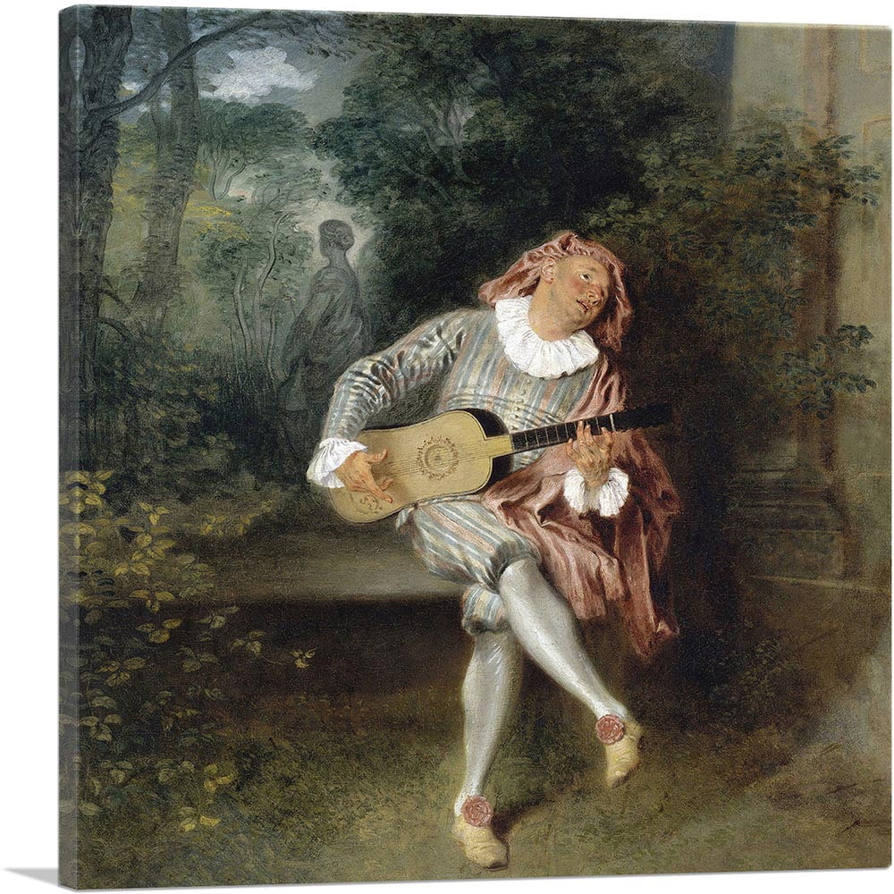 ARTCANVAS Mezzetin 1717 Canvas Art Print by Jean-Antoine Watteau - Size ...