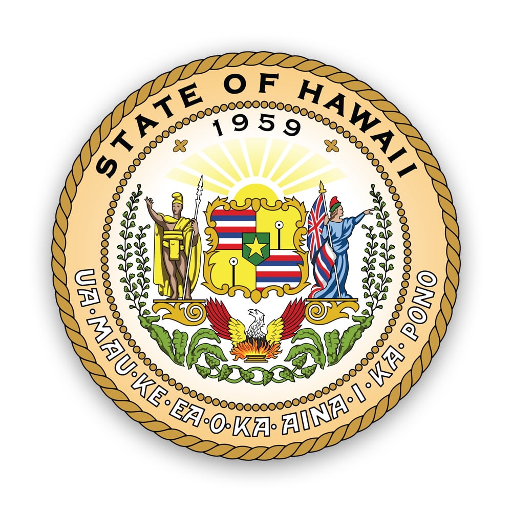 Hawaii State Seal Sticker Decal - Self Adhesive Vinyl - Weatherproof ...