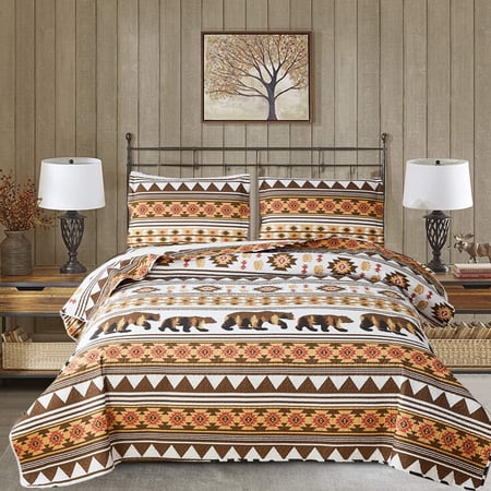 Lodge Quilt Set King Size Rustic Cabin Bedding Set Lightweight Coverlet ...