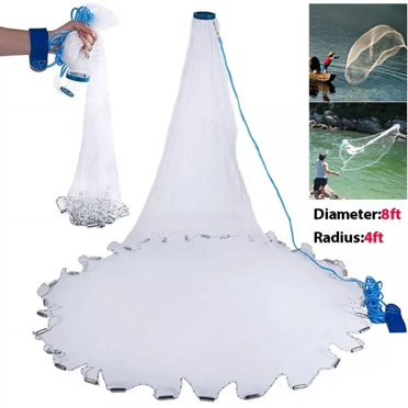 "NEWEEN Throwing Saltwater Bait Cast Net, Hand Fishing with 3/8"" Mesh ...