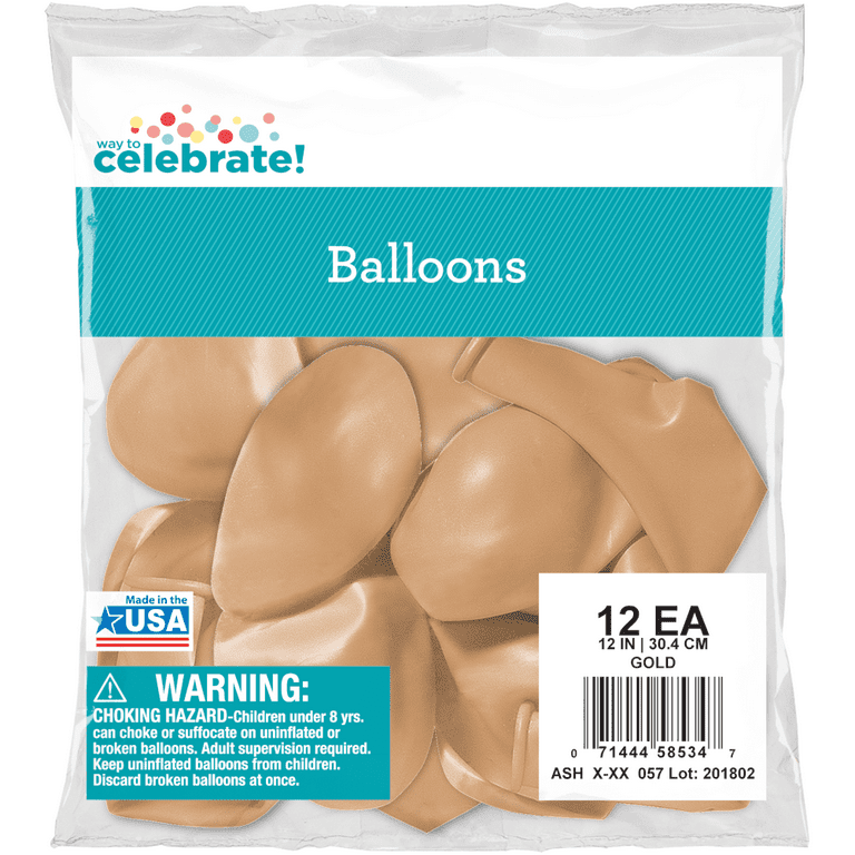 Way To Celebrate 12 All Occasions and Ages Gold Balloons 12 Count Walmart
