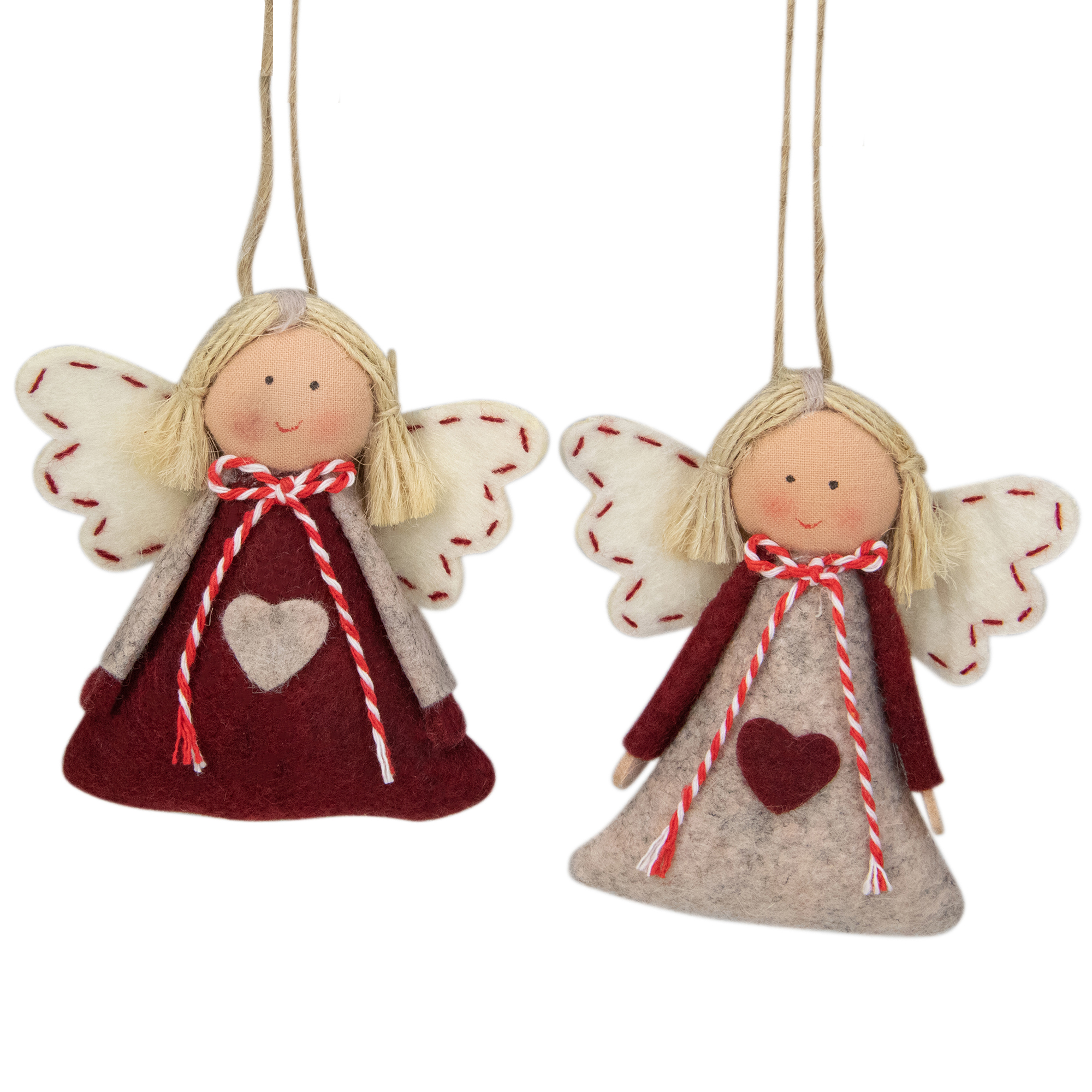 NORTHLIGHT 2ct Girl Angel Christmas Ornaments Set 3.5"- Gray/Red ...