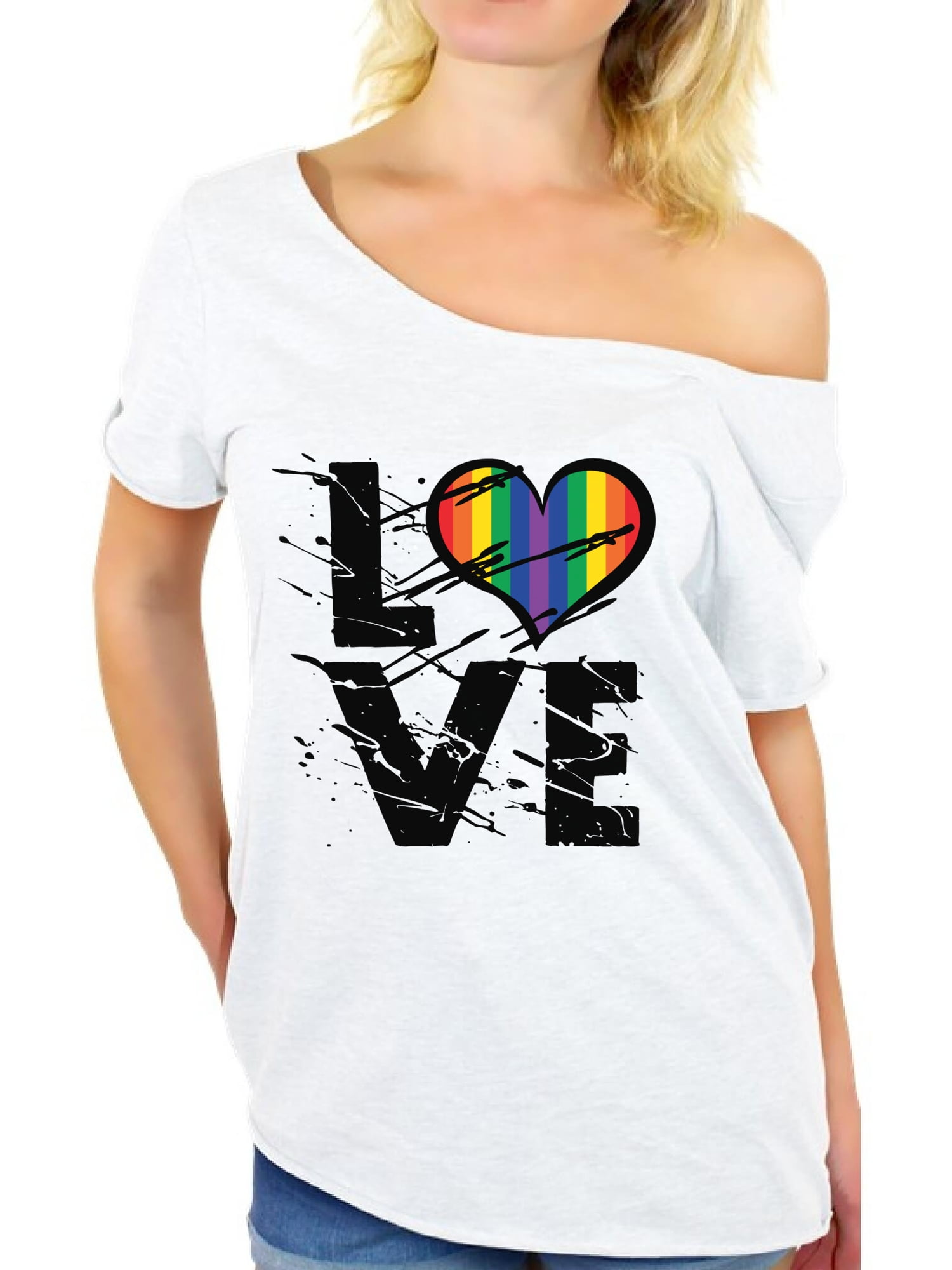 Awkward Styles Gay Love T Shirt Black Heart Off The Shoulder Shirts