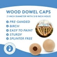 Wood Dowel Caps 1 inch Diameter with 3/8 inch Hole, Pack of 24 ...