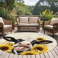 Cow Animal 7' Round Rug for Living Room Conversation Area, Yellow ...