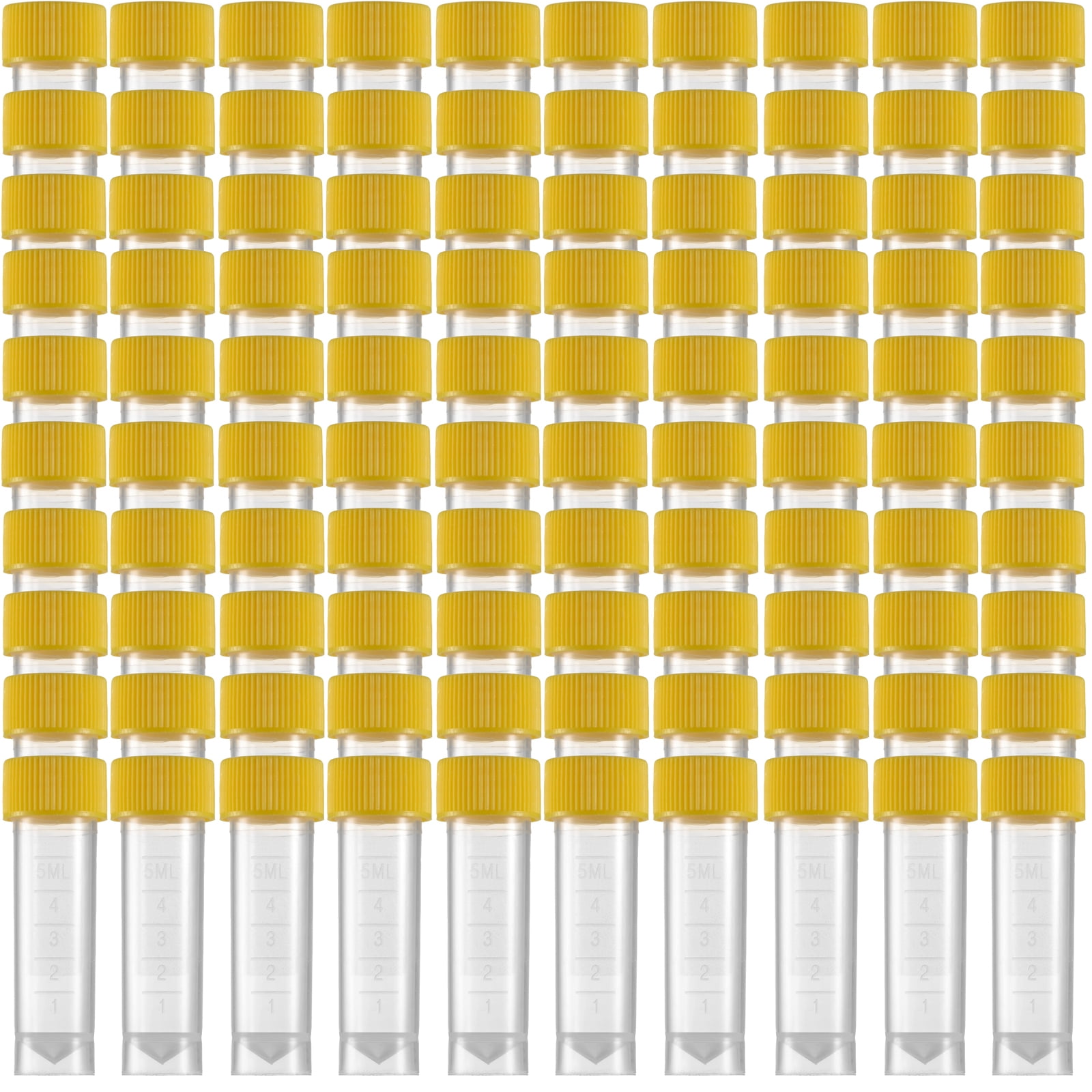 100Pcs 5ml Yellow Lab Plastic Frost Test Tubes Vial Seal Cap, Graduated ...