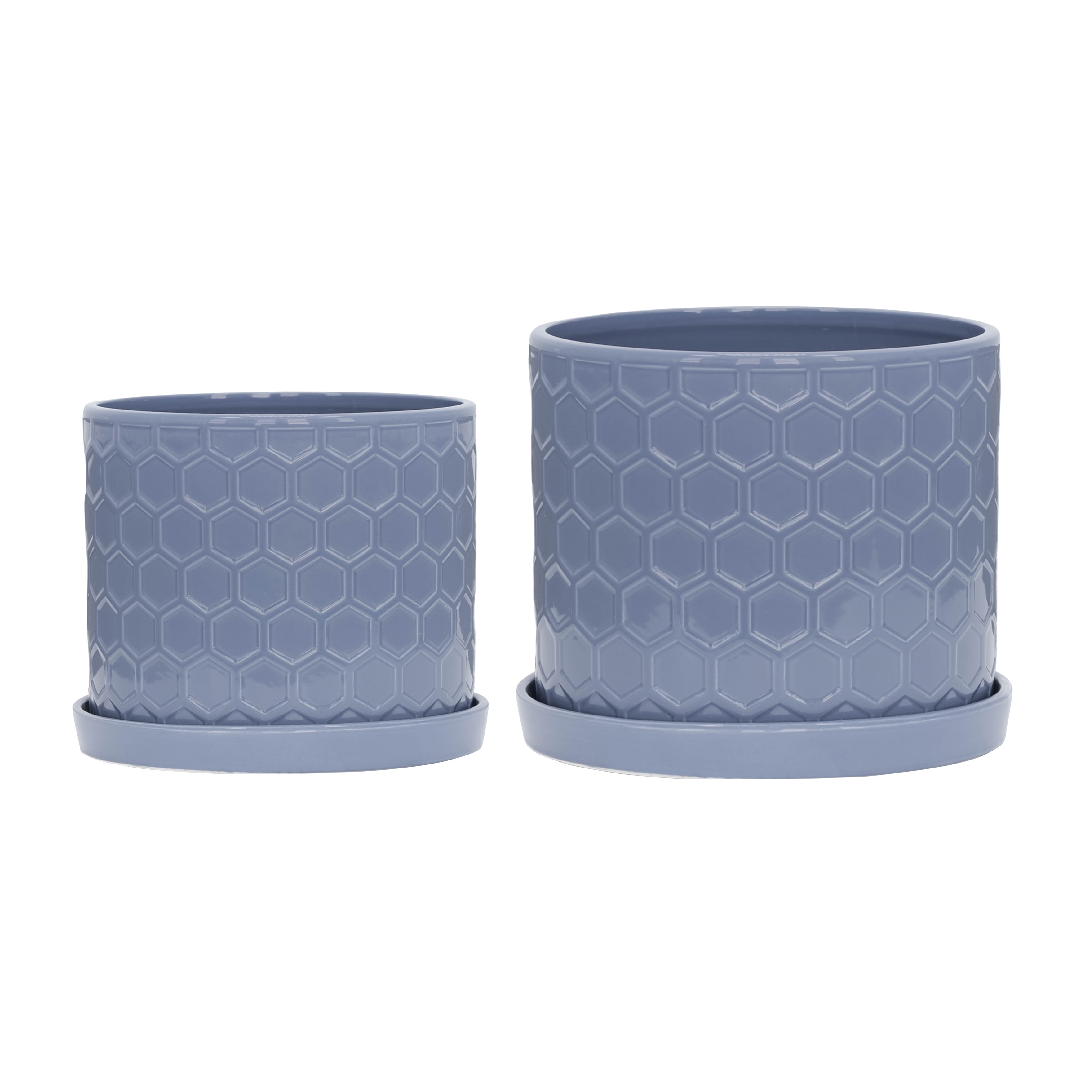 Sagebrook Home Set of 2 10/12" Honeycomb Planter with Saucer, Gray ...