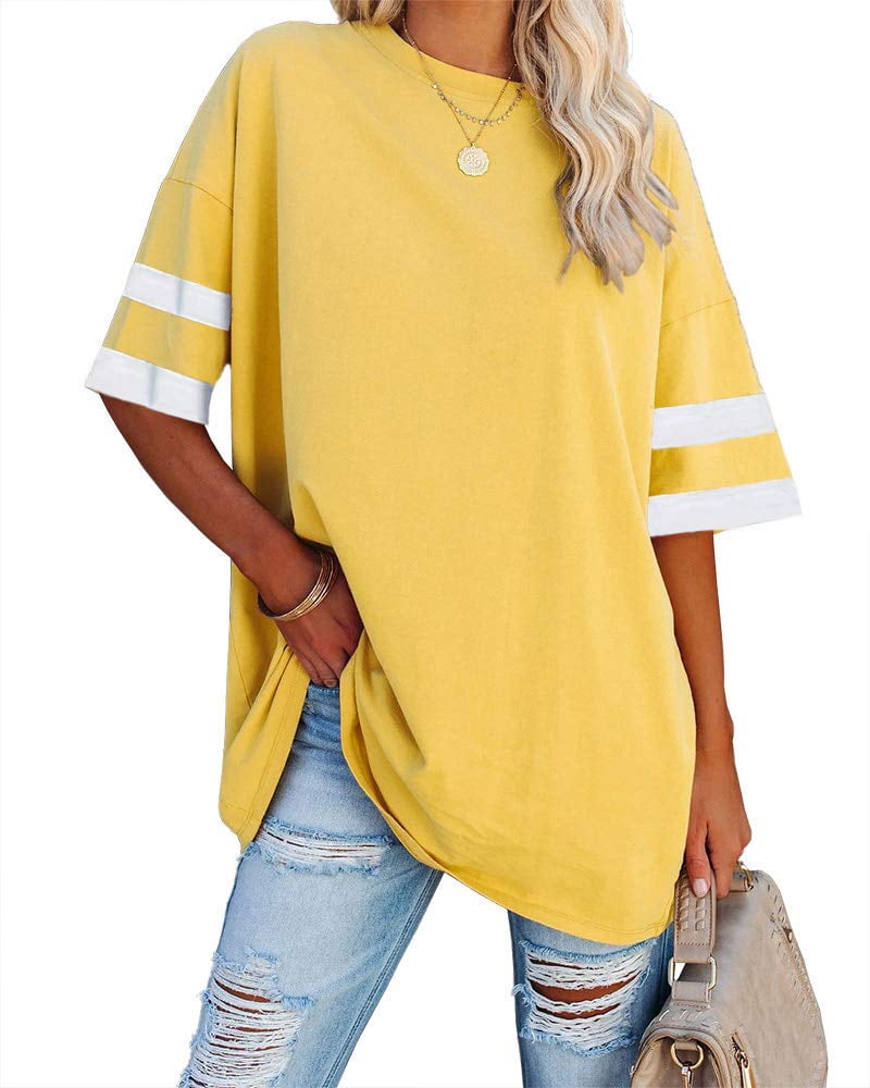 Sherrylily Women Oversized T Shirts Loose Half Sleeve Tee Color Block sherrylily-women-oversized-t-shirts-loose-half-sleeve-tee-color-block