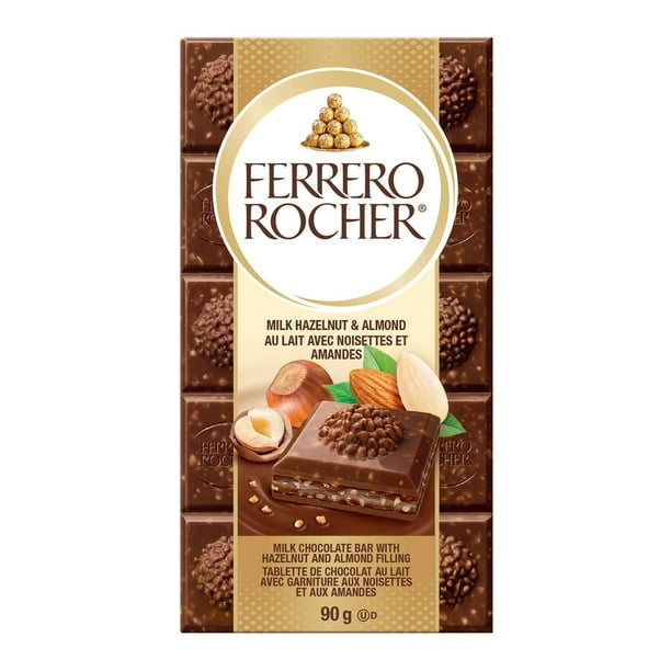 FERRERO ROCHER® Premium Chocolate Bar, Milk Hazelnut and Almond, 1 bar ...