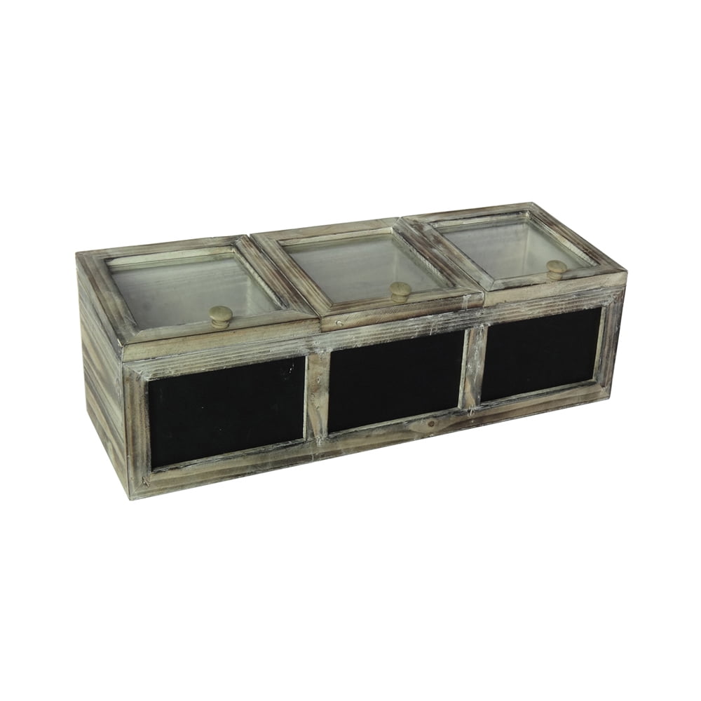 3-Sectioned Wooden Box in Shabby Brown - Walmart.com