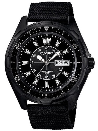 Casio Men's Dive Style Stainless Steel Watch, Black Nylon Strap ...