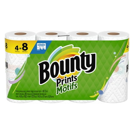 Bounty Select-A-Size Paper Towels, White, 4 Double Rolls = 8 Regular ...