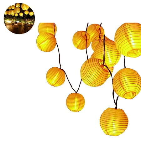 Solar Garden String Lanterns 30 Fairy Light Lanterns IP65 Waterproof ...