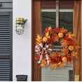Haute Decor 24 Inch Pre-Lit Fall Pumpkin Artificial Wreath with 30 Warm ...
