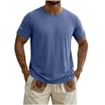 Dolkfu Pull-On Graphic Tees Crew Neck Blue Minimalist Short Sleeve Tops ...