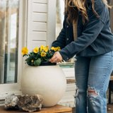 Ash & Ember Onyx 24" D Ceramic Indoor Outdoor Round Sphere Planter ...