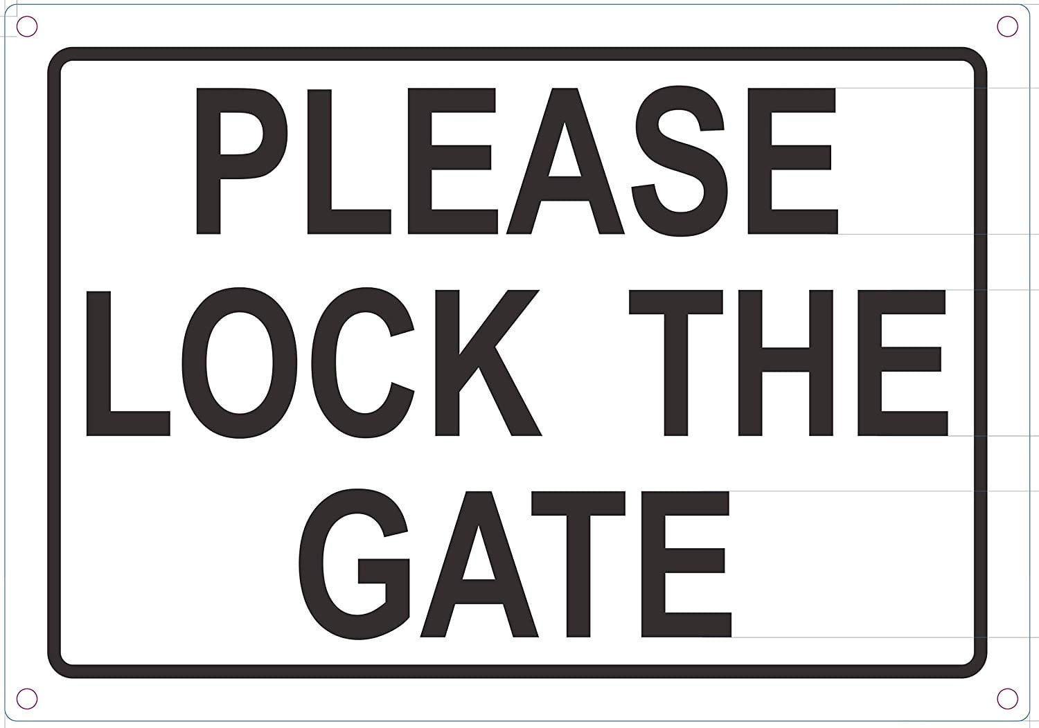 Please Lock GATE Sign (Rust Free Aluminium 7X10) - Walmart.com