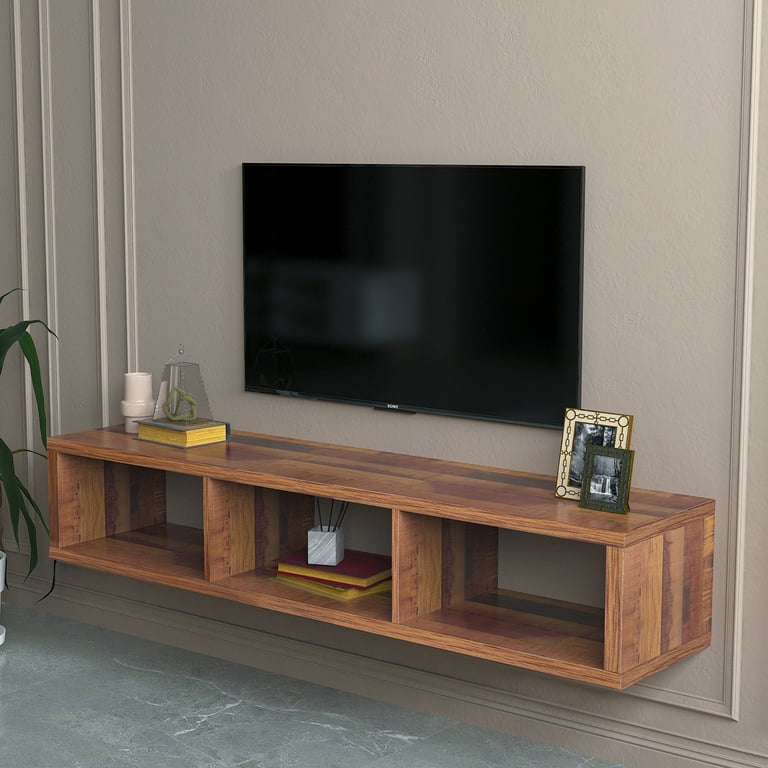Wood Tv Component Shelf Wakendale | Modular High TV Unit With Storage