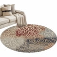 Round Area Rug 3.3 Ft, Vintage Abstract Washable Non-Slip Circle Carpet ...