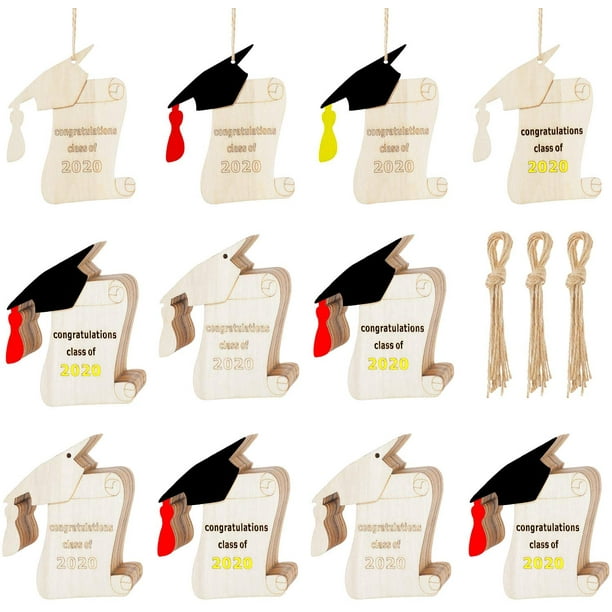 60 Pieces 2020 Graduation Wooden Ornaments Graduation DIY Gift Tags ...