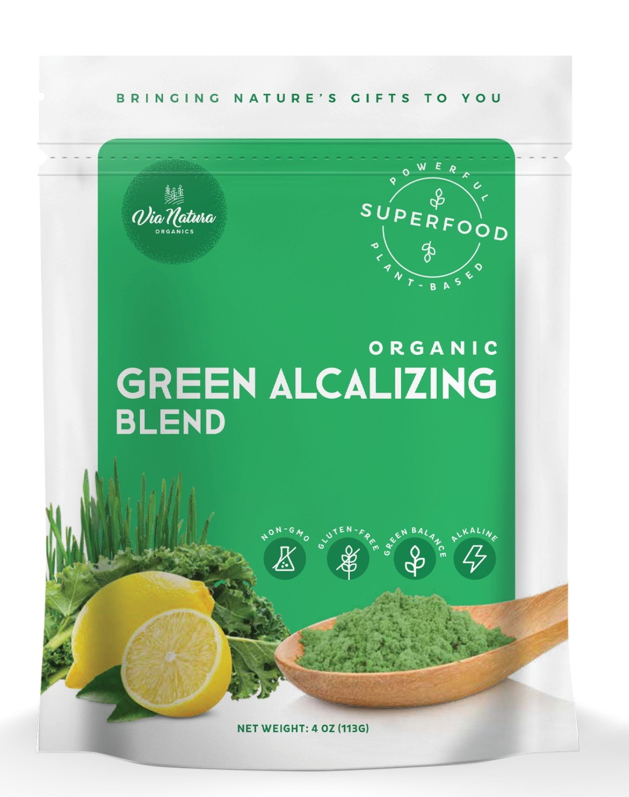 Organic Green Alcalizing Blend Powder, 4oz. | Superfood | Non-GMO ...