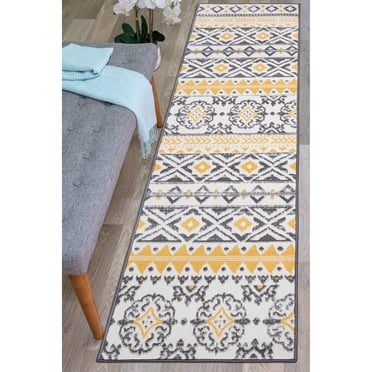 Contemporary Trellis Chain Grey/ Yellow Area Rug or Runner - Walmart.com
