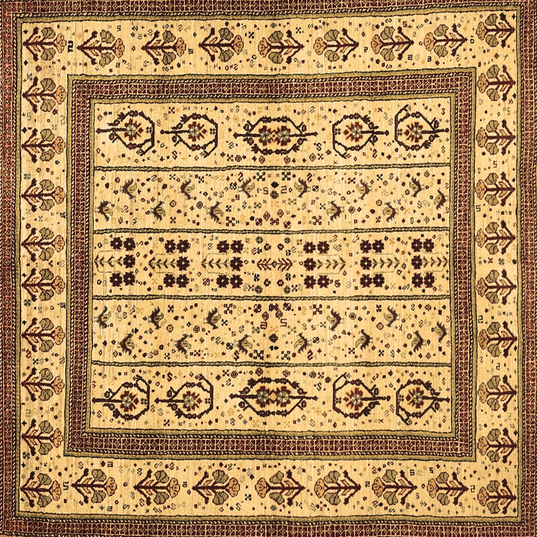 Ahgly Company Indoor Square Abstract Brown Contemporary Area Rugs, 4 ...