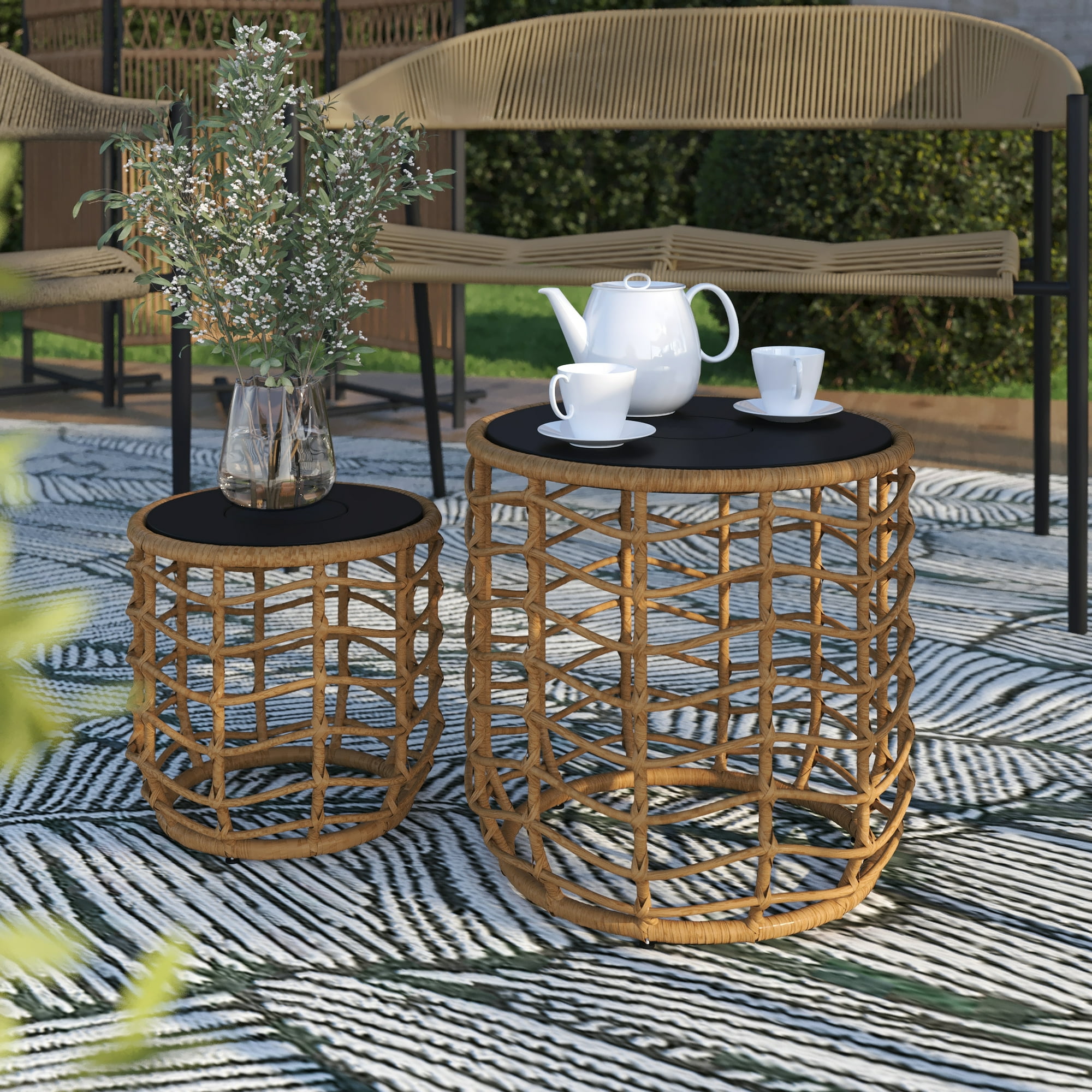 Click here for Hometrends Maréla 2-Piece Wicker Outdoor Side Tabl... prices