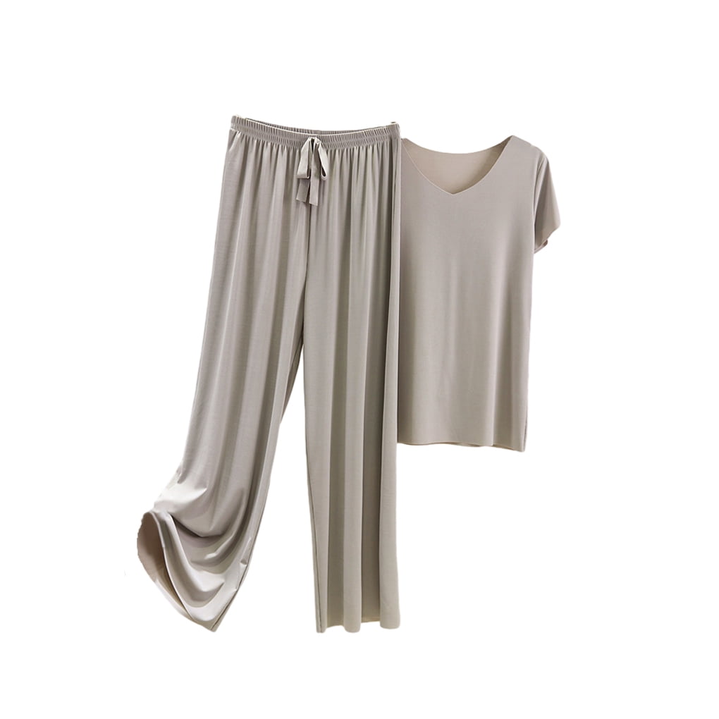 Click here for Baohd Women Ice Silk Pajama Set T-Shirt Top Drape... prices