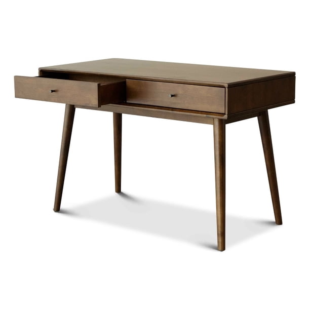 Cooper Mid Century Solid Wood Walnut Home Office Work Desk and Study ...