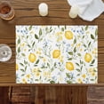 Farmhouse Yellow Placemats Set of 4 Lemon Green Leaf Wildflowers ...