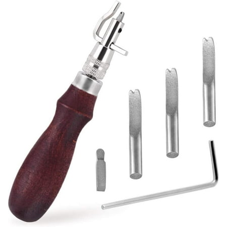 Leather Groover Tool, 7 in 1 Pro Adjustable Stitching Groover and ...