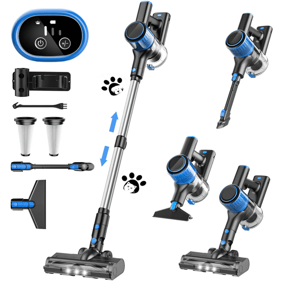 350W Cordless Vacuum Cleaner,45Mins Runtime Cleaners for Home, Anti ...