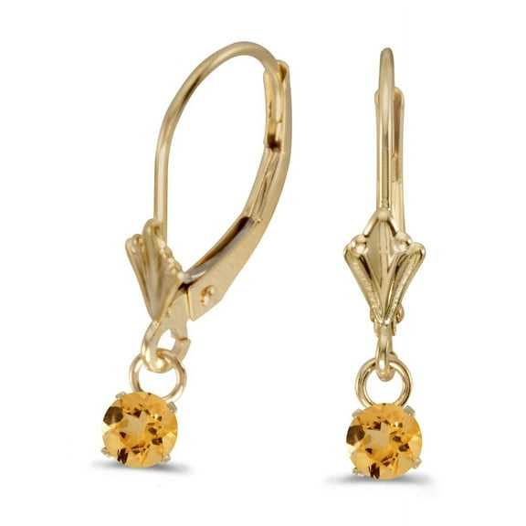 14k Yellow Gold Oval Citrine Bezel Lever-back Earrings - Walmart.com