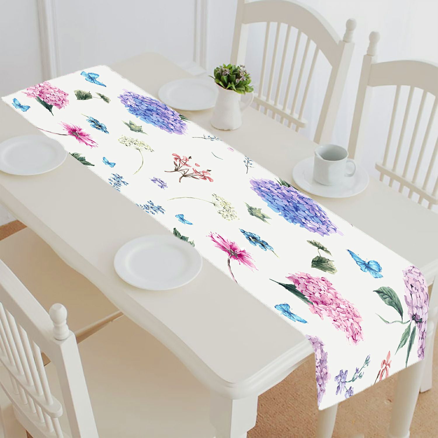 ABPHQTO Summer Vintage Floral Blooming Hydrangea Garden Flowers Table ...