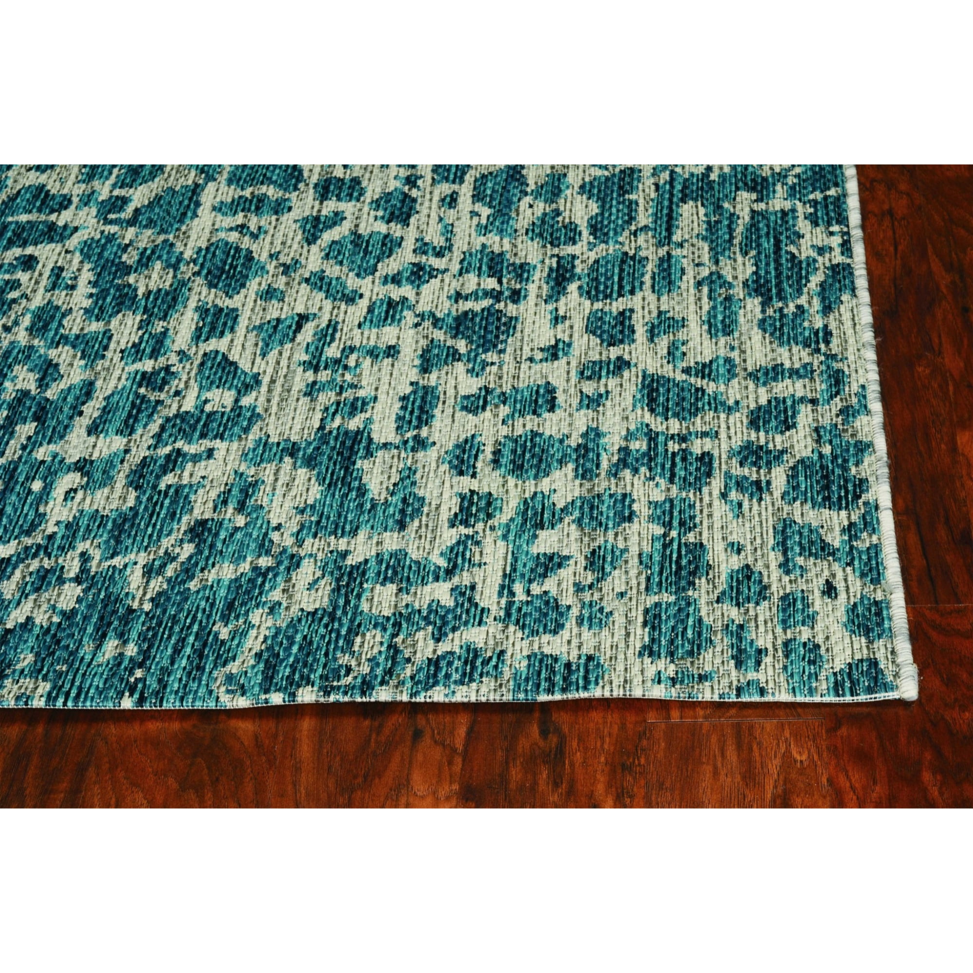 3'x4' Teal Machine Woven UV Treated Animal Print Indoor Outdoor Accent ...