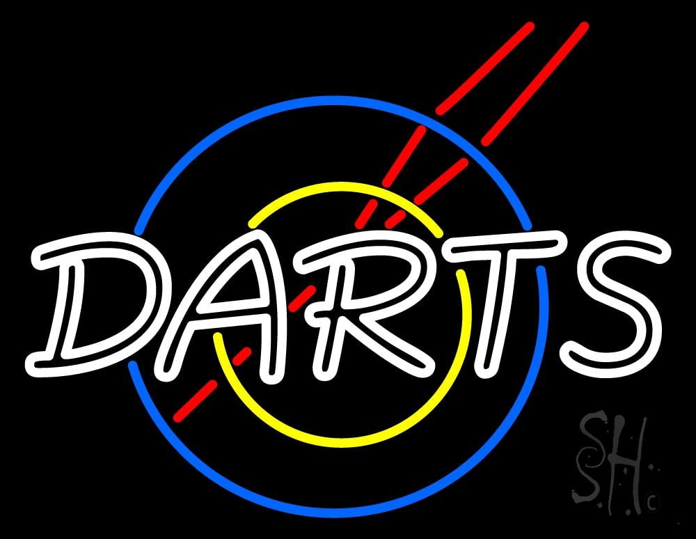 Darts LED Neon Sign 24 x 31 - inches, Clear Edge Cut Acrylic Backing ...