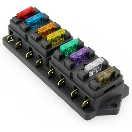 8 Way Fuse Box Blade Fuse Block Holder Screw Nut Terminal with 8 ...